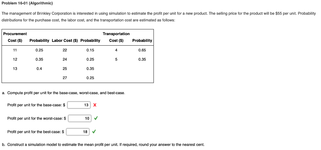 Problem 16-01 (Algorithmic) The management of | Chegg.com