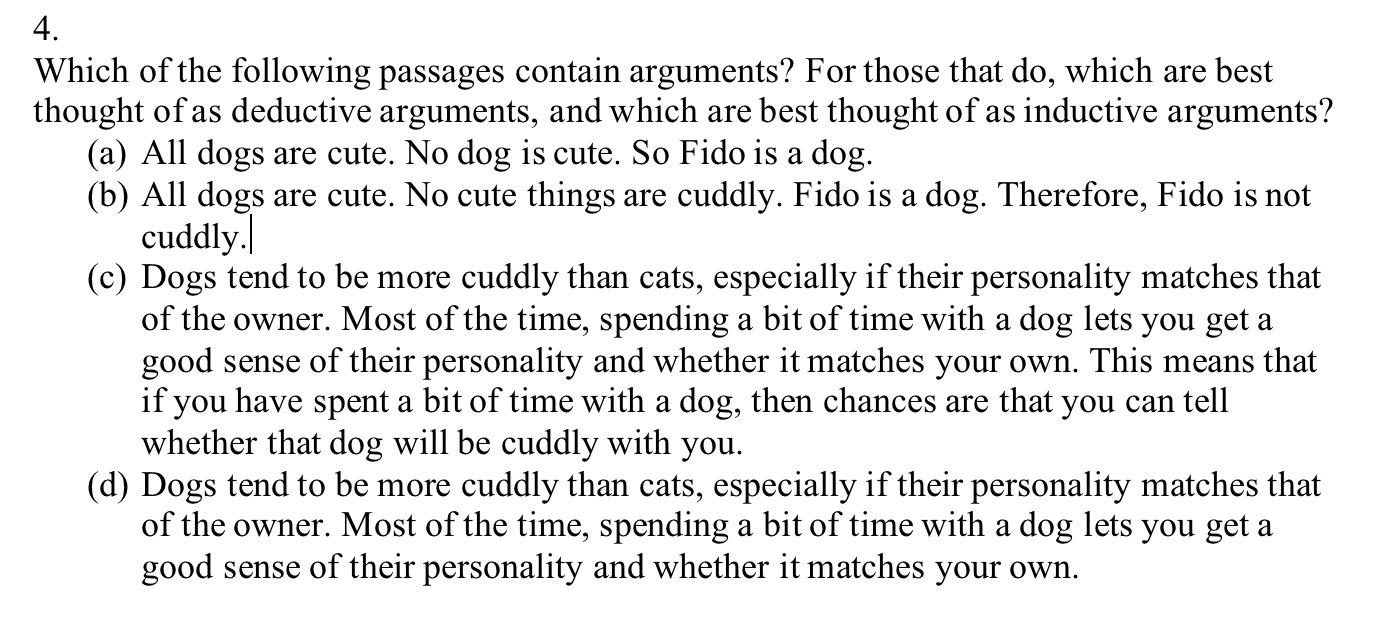 Solved 4. Which of the following passages contain arguments? | Chegg.com