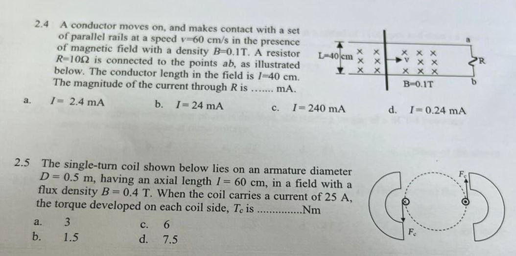 Solved 2.4 A conductor moves on, and makes contact with a | Chegg.com
