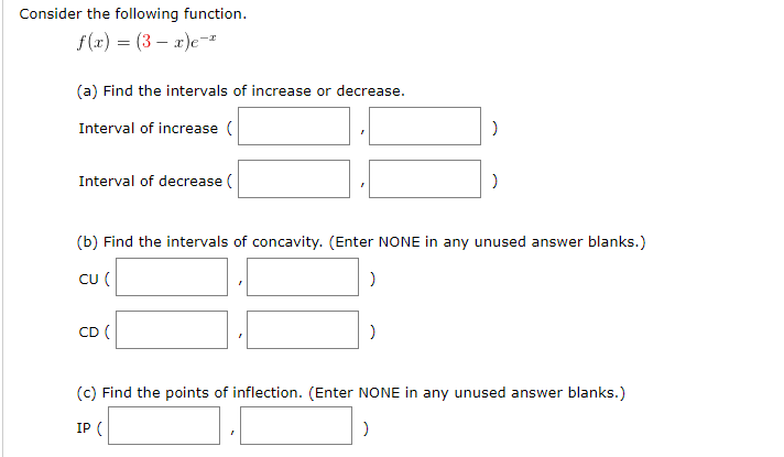 Solved Consider the following function. f(x) = (3 – re-1 (a) | Chegg.com