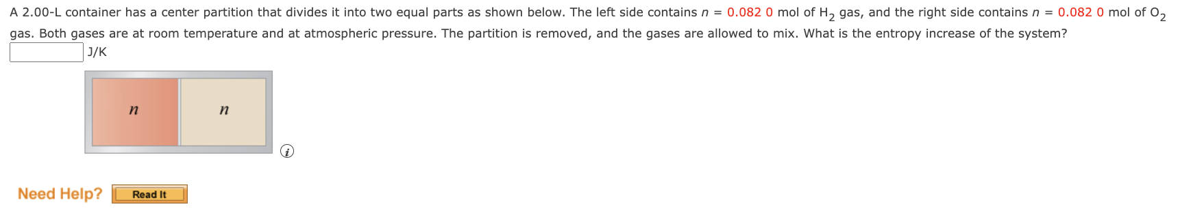 Solved A 2.00-L container has a center partition that | Chegg.com