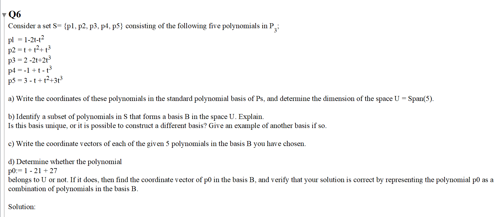 Solved Consider a set S={p1,p2,p3,p4,p5} consisting of the | Chegg.com