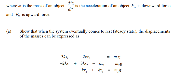 Solved Figure Q3 shows a spring-mass system composed of | Chegg.com