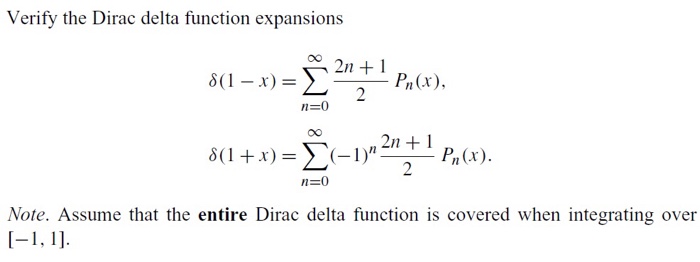 Solved Verify the Dirac delta function expansions delta(1 - | Chegg.com