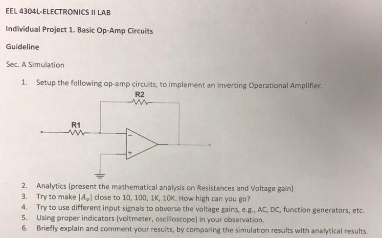 Solved EEL 4304L-ELECTRONICS II LAB Individual Project 1. | Chegg.com