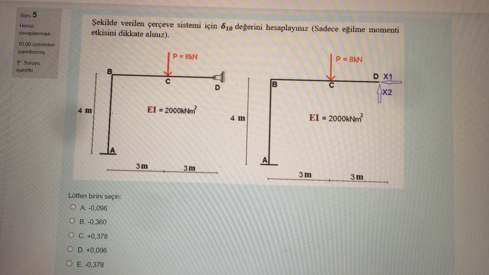 Solved Calculate δ10 for the frame system given in the | Chegg.com