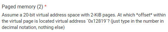 Solved Paged memory (1) * Assume a 20-bit virtual address | Chegg.com