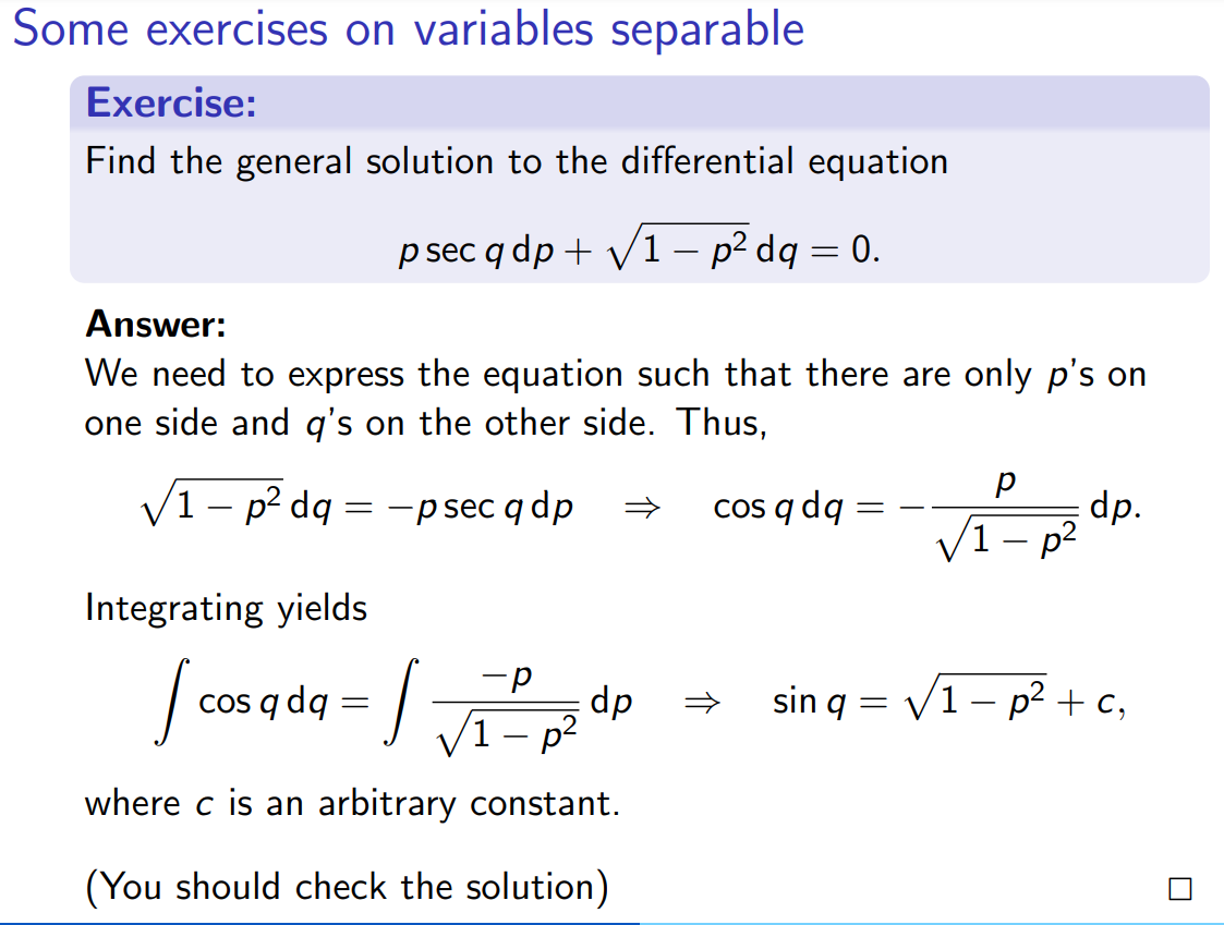 Solved Some exercises on variables separable Exercise: Find | Chegg.com
