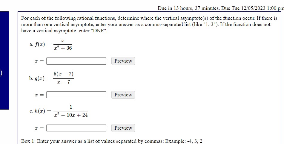 Solved For each of the following rational functions, | Chegg.com