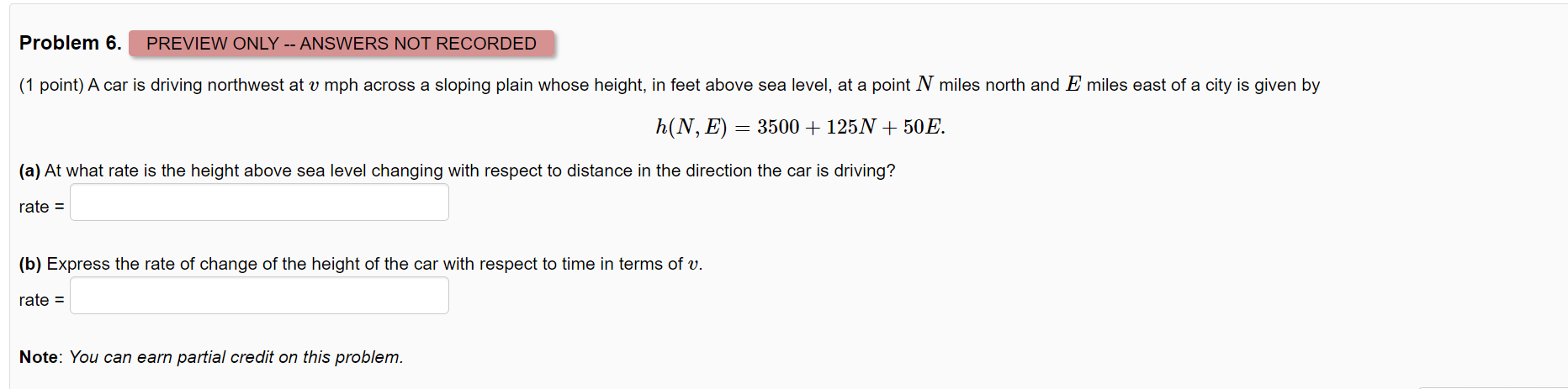 Solved Problem 6. PREVIEW ONLY -- ANSWERS NOT RECORDED (1 | Chegg.com