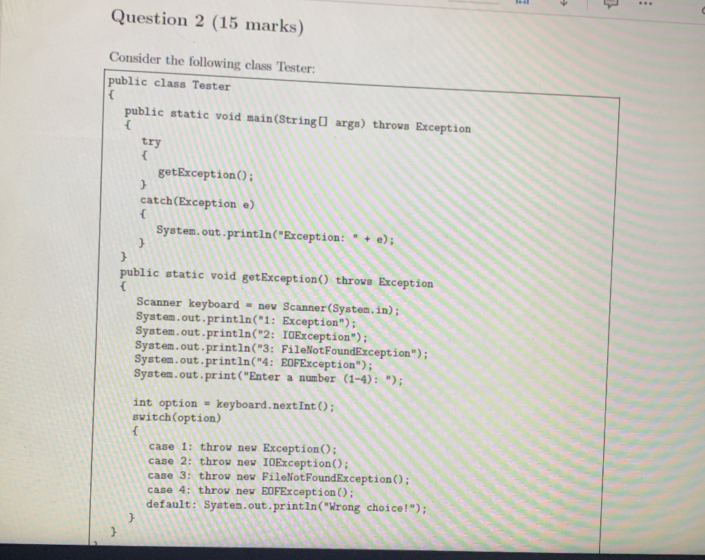 Solved *** Question 2 (15 marks) Consider the following | Chegg.com