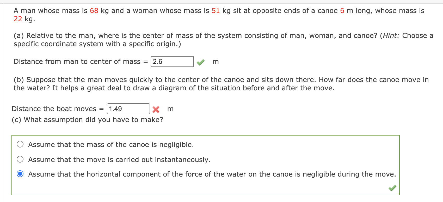 Solved A man whose mass is 68 kg and a woman whose mass is | Chegg.com