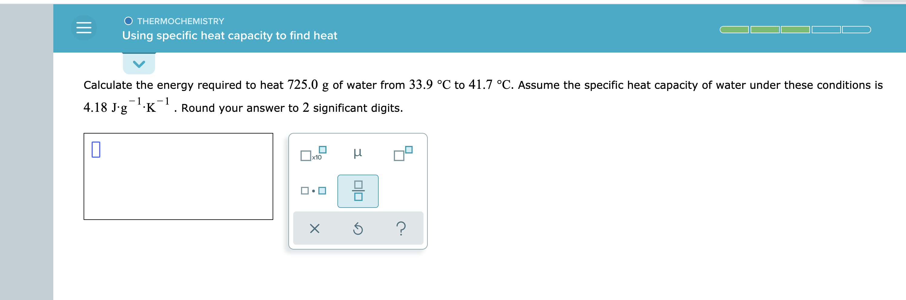 Solved E O THERMOCHEMISTRY Using specific heat capacity to | Chegg.com
