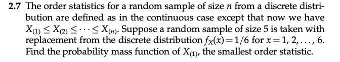 Solved 2.7 The order statistics for a random sample of size | Chegg.com