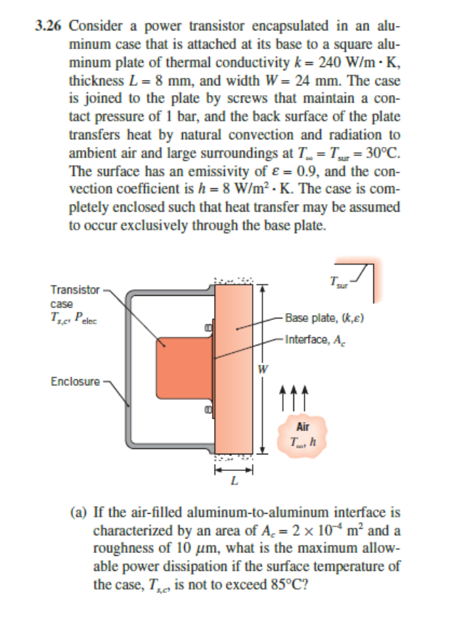 Solved 3.26 Consider a power transistor encapsulated in an | Chegg.com