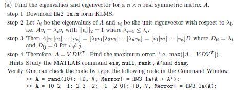 (a) Find the eigenvalues and cigenvector for a n x n | Chegg.com
