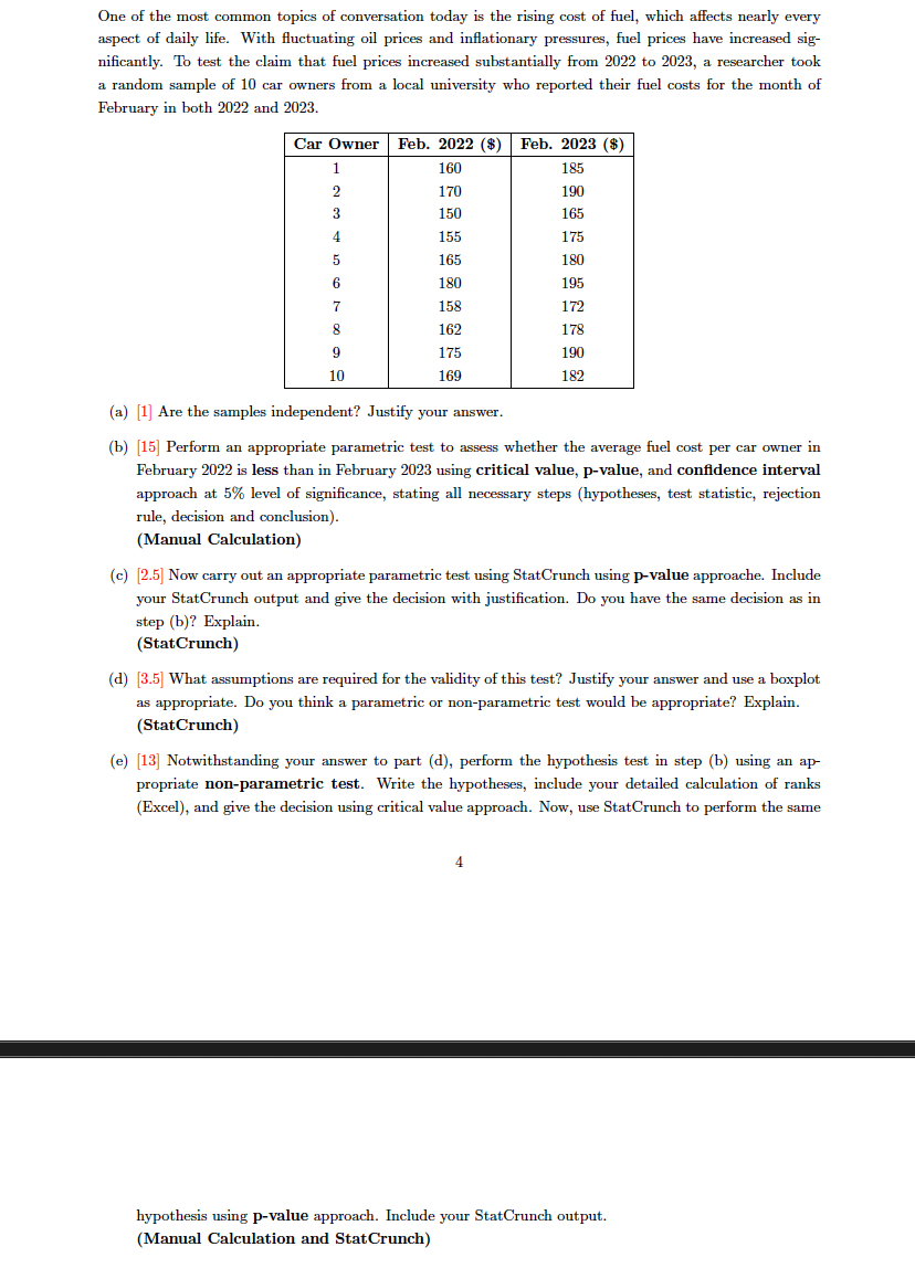 Solved FOR QUESTIONS USING EXCEL OR STATCRUCH PLEASE INCLUDE | Chegg.com