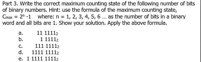 Solved Part 3. Write the correct maximum counting state of | Chegg.com