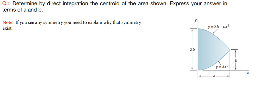 Solved Determine by direct integration the centroid of the | Chegg.com