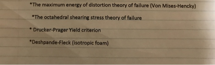 Solved *The maximum energy of distortion theory of failure | Chegg.com