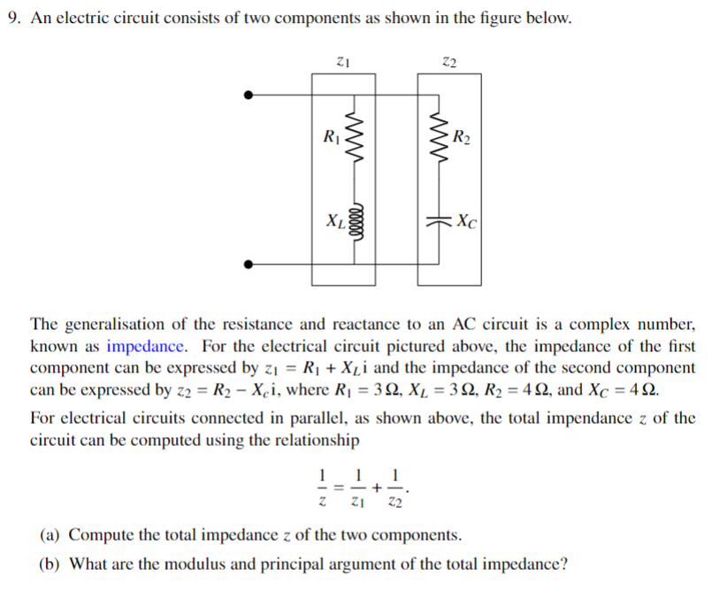 Solved 9. An electric circuit consists of two components as | Chegg.com