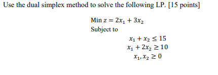 Solved Use the dual simplex method to solve the following | Chegg.com