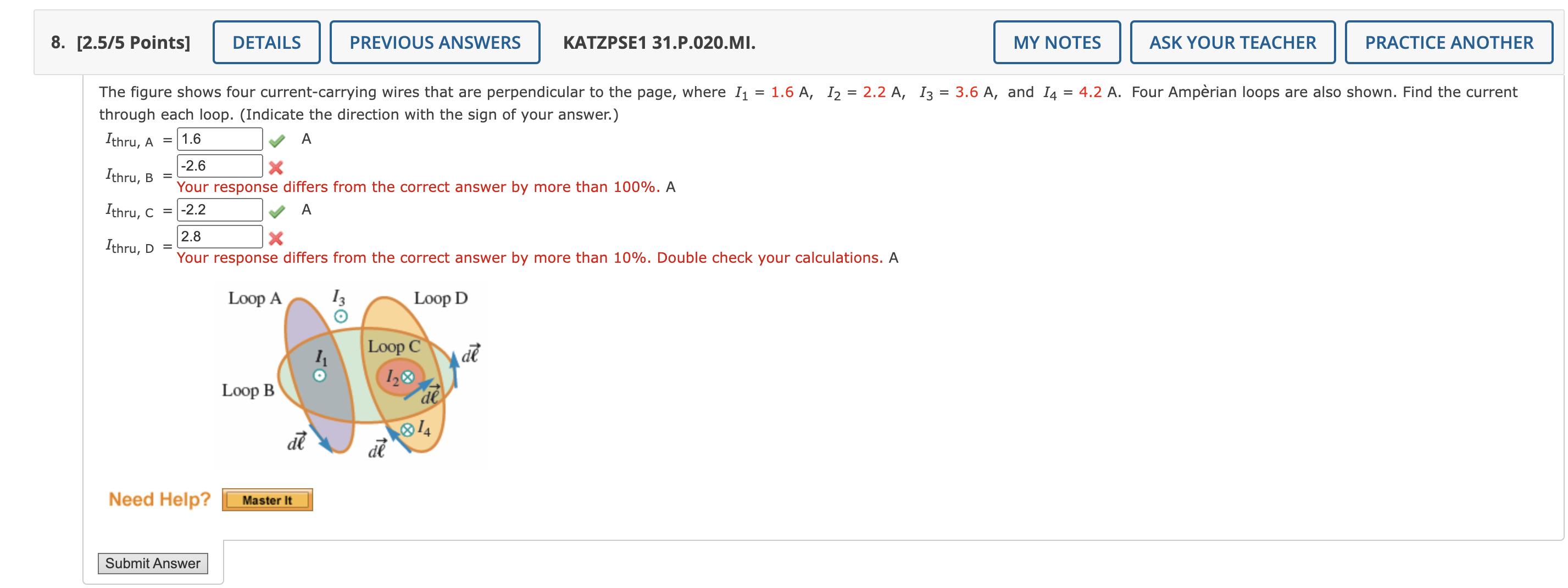 Solved through each loop. (Indicate the direction with the | Chegg.com