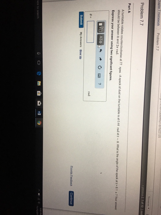 Solved Ework Problem 7 7 Problem 7 7 Part A A Turntable