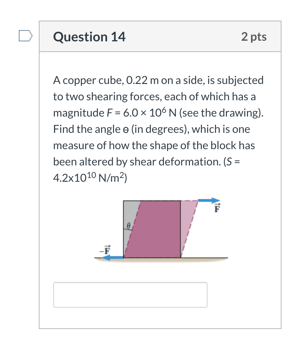 Solved Question 14 2 pts A copper cube, 0.22 m on a side, is | Chegg.com