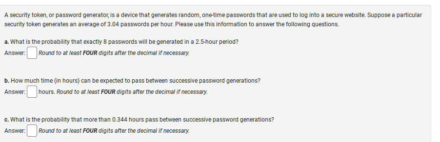 Solved A security token, or password generator, is a device | Chegg.com