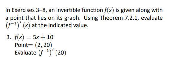 Solved In Exercises 3-8, an invertible function f(x) is | Chegg.com