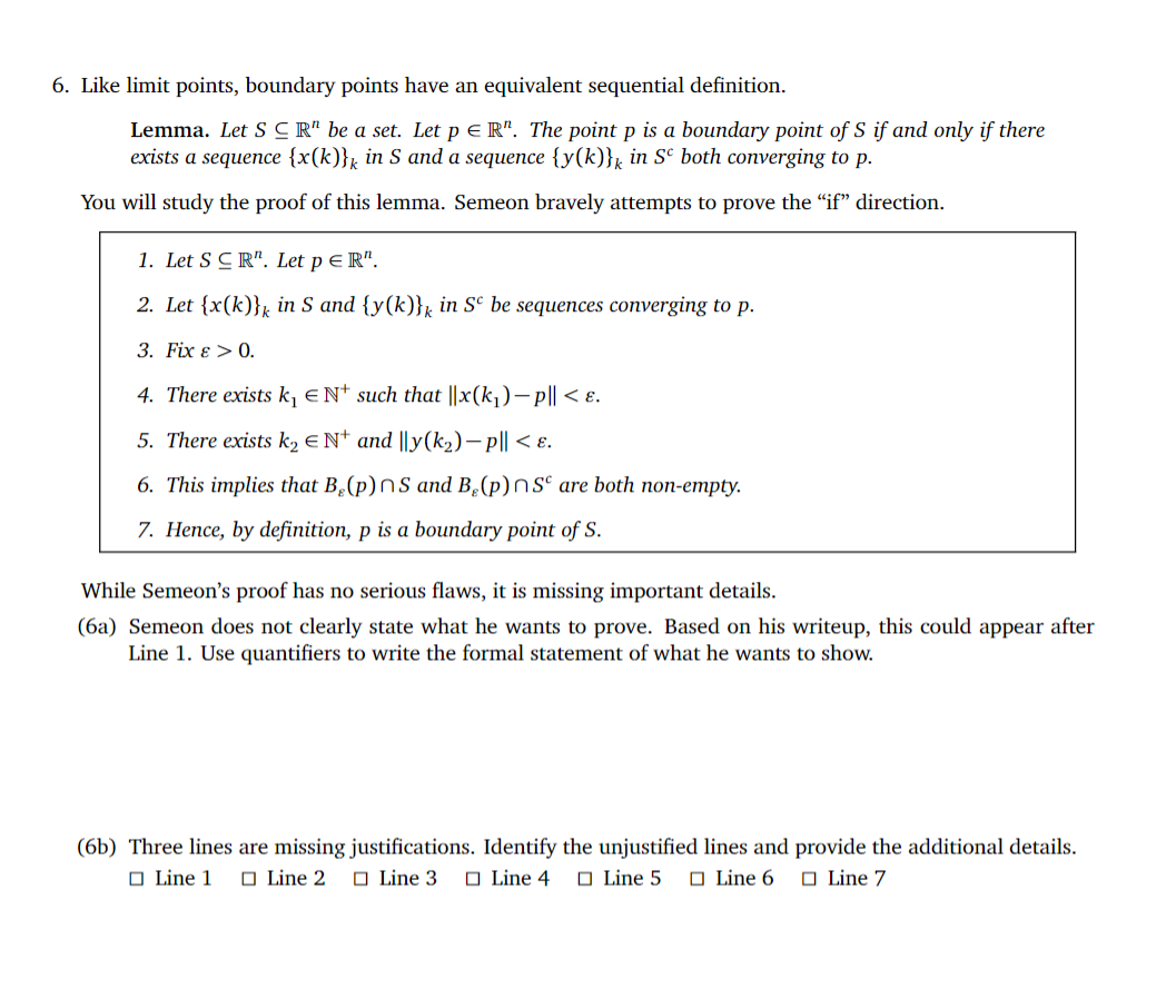 Solved 6. Like limit points, boundary points have an | Chegg.com
