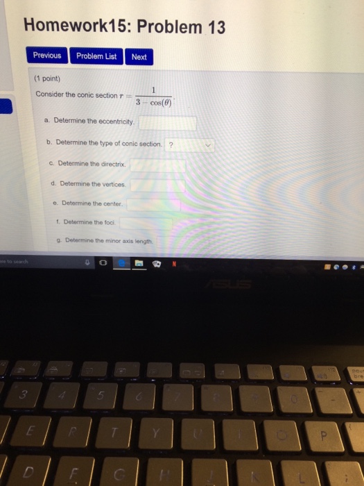 Solved Consider the conic section r = 1/3- cos(theta) a | Chegg.com