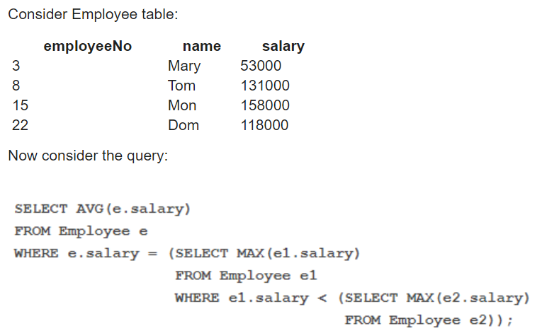 Solved Consider Employee table: employeeNo 3 8 15 22 name | Chegg.com