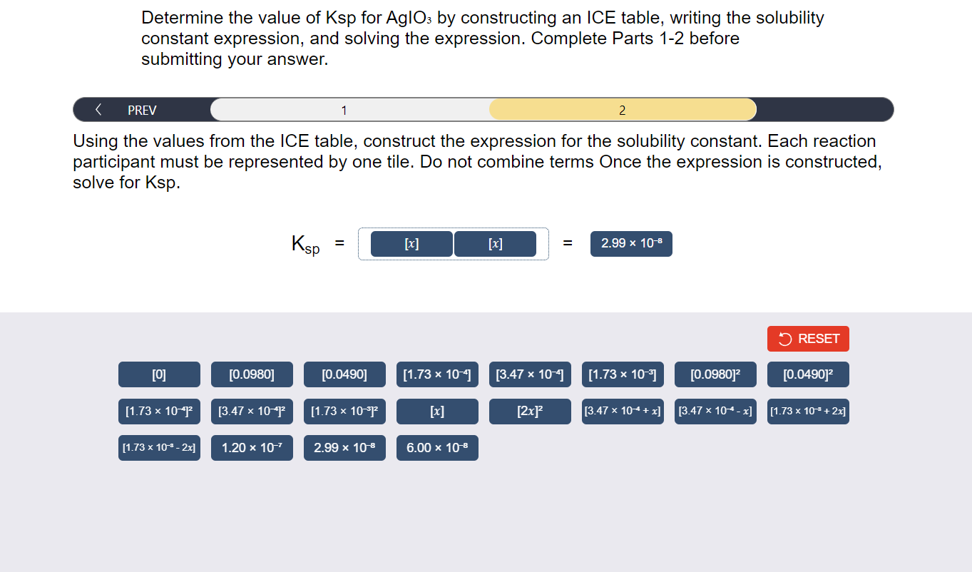 Solved Determine the value of Ksp for AglO3 by constructing | Chegg.com