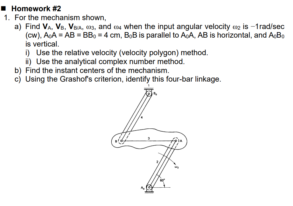 Solved Homework \#2 1. For the mechanism shown, a) Find | Chegg.com