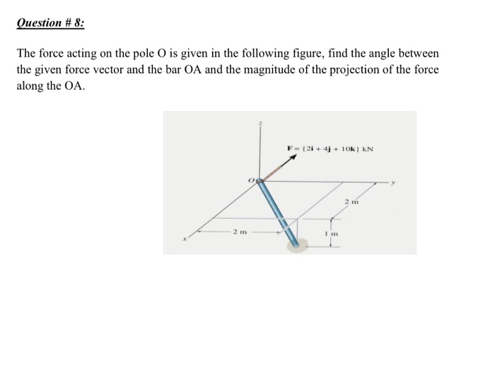 Solved Question # 8: The force acting on the pole O is given | Chegg.com