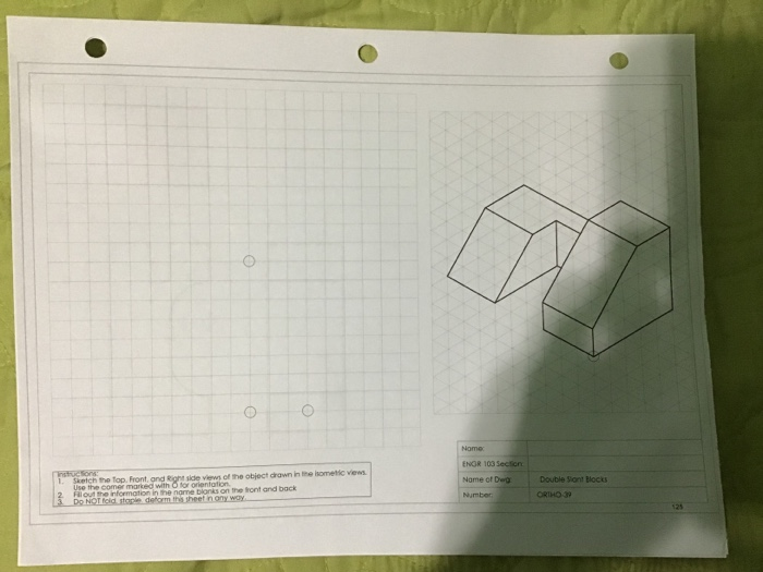Solved for orthographic drawing, please include number of | Chegg.com