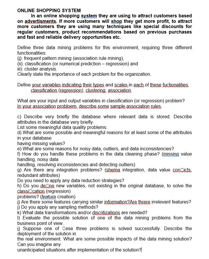 Solved ONLINE SHOPPING SYSTEM In an online shopping system | Chegg.com