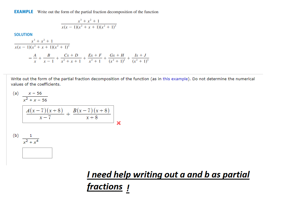 Solved EXAMPLE Write out the form of the partial fraction | Chegg.com