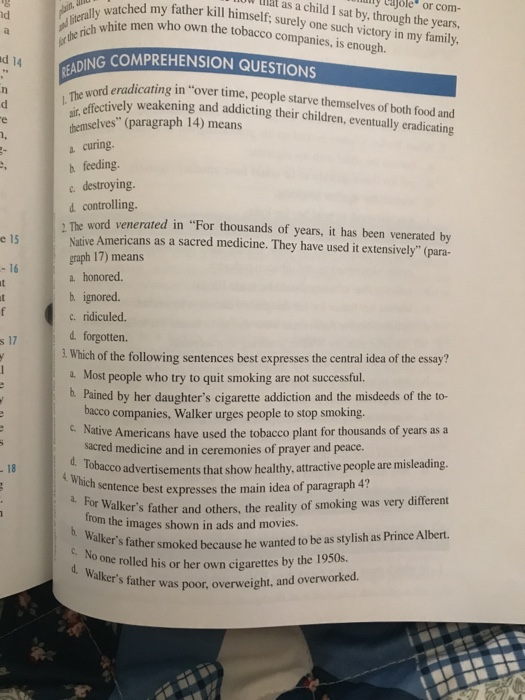 Solved watched my at father kill himself, surely one such | Chegg.com