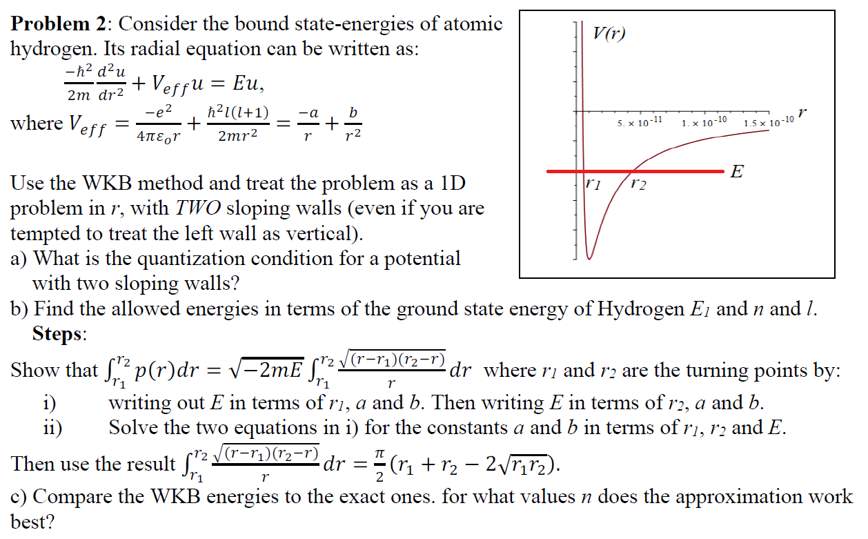 Solved Problem 2: Consider the bound state-energies of | Chegg.com