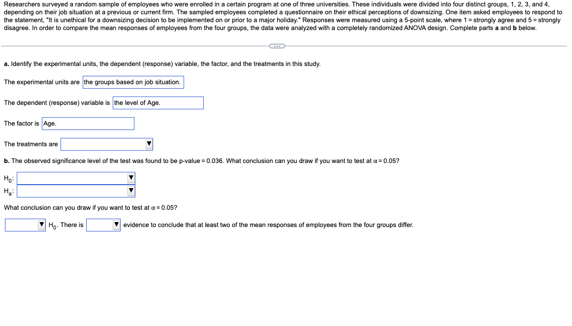 Solved a. Identify the experimental units, the dependent | Chegg.com