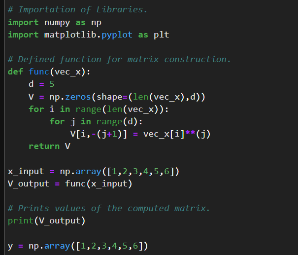 Solved 1. The matrix V is called a Vandermonde matrix. It | Chegg.com