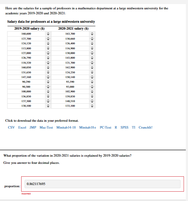 Solved Here are the salaries for a sample of professors in a | Chegg.com