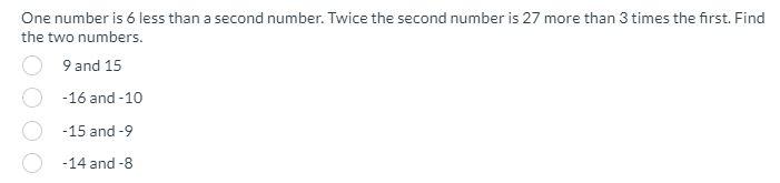 Solved One number is 6 less than a second number. Twice the | Chegg.com