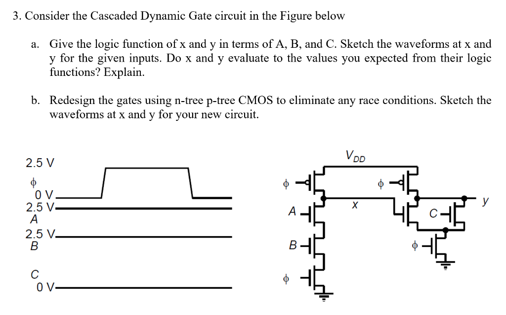 3. Consider the Cascaded Dynamic Gate circuit in the | Chegg.com