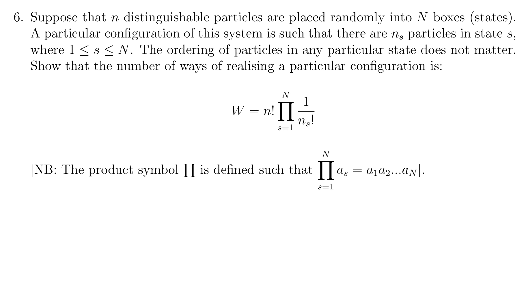 Solved Suppose that n ﻿distinguishable particles are placed | Chegg.com