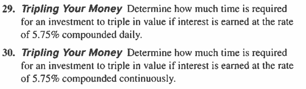 Solved 29. Tripling Your Money Determine how much time is | Chegg.com