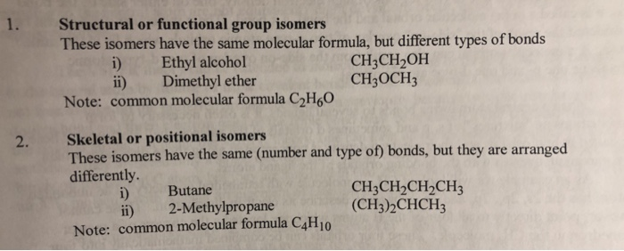 Solved 1. Structural or functional group isomers These | Chegg.com